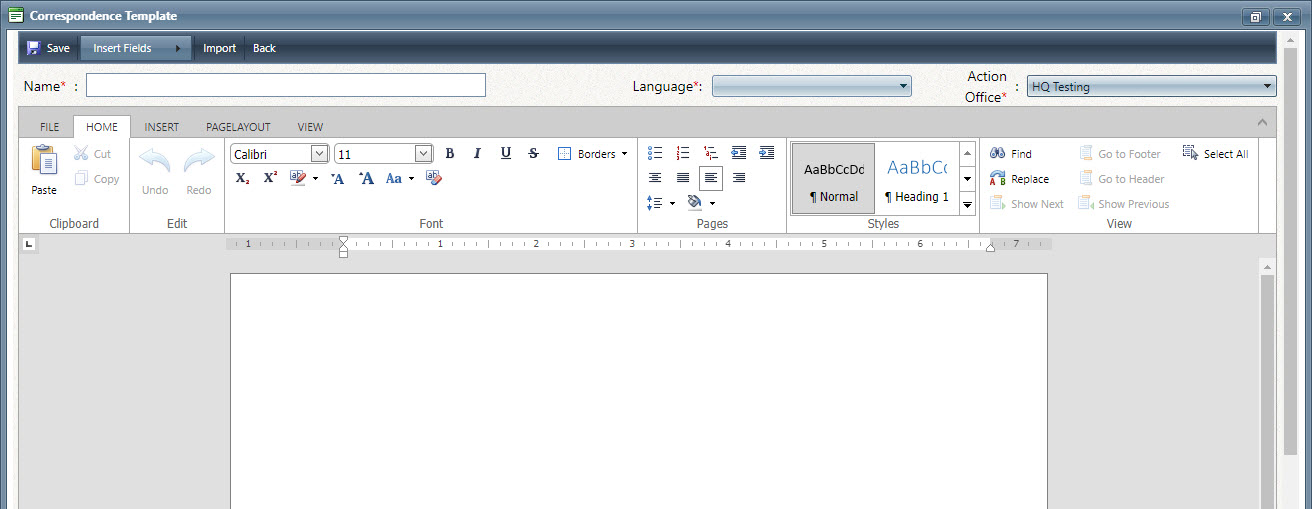 Create Correspondence Template